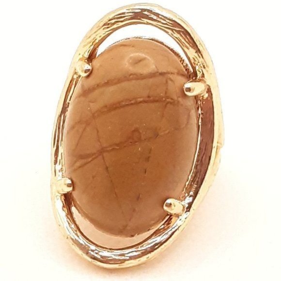 Jewelry | Encapsulated Jasper Gold Tone Ring Size 8 | Poshmark